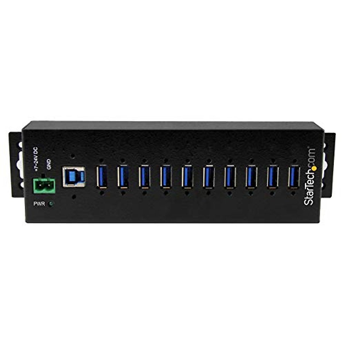 StarTech.com 10-Port USB 3.0 Hub with Power Adapter - Metal Industrial USB-A Hub with ESD & 350W Surge Protection - Din/Wall/Desk Mountable - High Speed USB 3.0 (5Gbps) - (5Gbps) Hub, TAA
