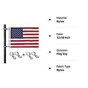 Universal Boat Flag Marine 12"x18" with 4 Boat Flag Pole Kits USA Flag with 50 Embroidered Stars American Boat Flag