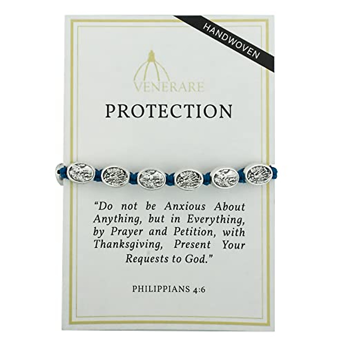 Venerare Saint Michael and Guardian Angel Bracelet | Strong Woven Blue Cord | Adjustable for Teens and Adults | Great Catholic Gift for First Communion and Confirmation