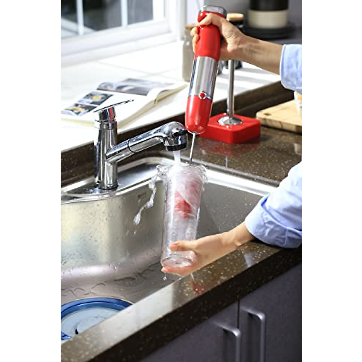 TOKEBI Cordless Rechargeable Powerful Immersion Hand Blender, 5 speed, Stick hand blender, Stainless steel blade, Infant food Puree Soup Smoothies