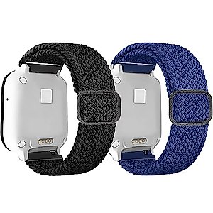 2 Packs Braided Nylon Bands Compatible with Gizmo Watch 3/2/1 Band for Kids,20mm Sost Breathable Elastic Stretchy Watch Band Replacement with Adjustable Buckle