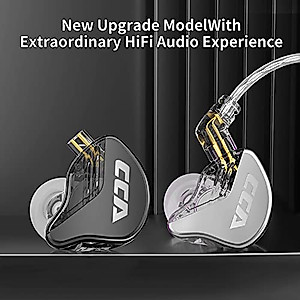 CCA CRA in Ear Monitor Earphone, Ultra-Thin Diaphragm Dynamic Driver IEM, Clear Sound & Deep Bass, Wired Earbuds with Mic and Tangle-Free Removable Cord