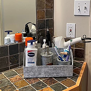 KOTINARA Farmhouse Bathroom Caddy Organizer - White Galvanized Shower Caddy with 6 Compartments - Wall Mount/Countertop Rustic Organizer for Farmhouse Bathroom and Kitchen