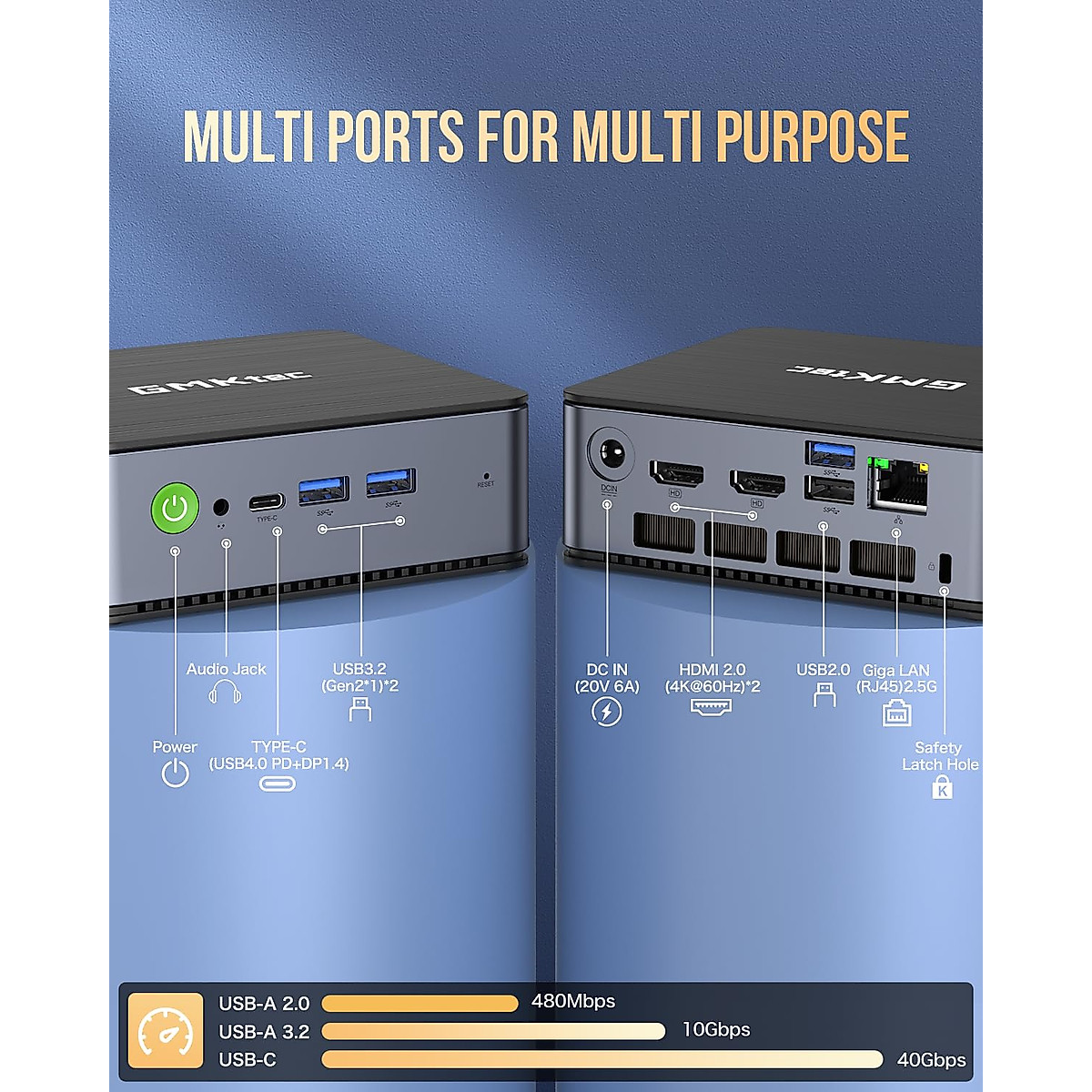 GMKtec K1 Mini Powerhouse Gaming Computer AMD Ryzen 7 6800H (8C/16T, 4.70Ghz), Mini Gaming PC 16GB DDR5+512GB M.2 2280 PCle SSD AMD Radeon 680M, Windows 11 Pro, WiFi 6, BT 5.2, DP, RJ45 2.5G