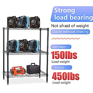 FDW Wire Shelving Units Adjustable Metal Storage Rack 23D x 13W x 30H 3 Tier Pantry Shelves NSF Kitchen Shelf for Kitchen Garage Commercial Small Places,Black