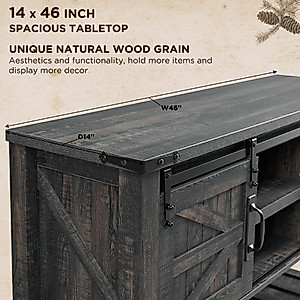 OKD Entryway Table with Sliding Barn Doors, 46" Farmhouse Console Table with Storage Shelf, Rustic Sofa Table Behind Couch, Entry Table for Hallway, Entry Way, Living Room, Foyer, Dark Rustic Oak