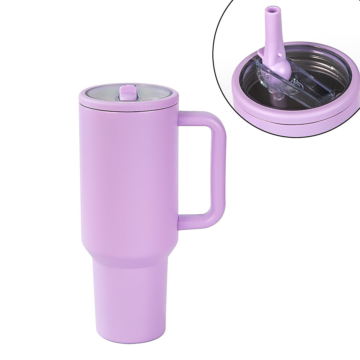 40 oz Leak Proof Insulated Tumbler with Handle Flip Straw Lid Rubber Base,BPA Free Stainless Steel Water Bottle Hot/Cold Insulation Vacuum Quenchers,Spill Proof Travel Mug Gifts for Her/Him