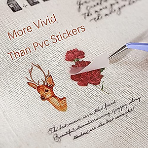 Morld 4 Pack Vintage Rub On Transfers Plant Stickers - 100 Pcs Flower Deco Sticker for Crafts, Wood, Furniture, Fabric, Journaling, Bullet Dairy, Scrapbooking, Planners, Nature Journal