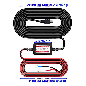 Gebildet Dash Cam Hardwire Kit, Mini/Micro USB Hard Wire Kit for Dashcam, 12V-24V to 5V Car Dash Camera Charger Power Cord, ATO/ATC(ACS)/ACN Mini/ACZ Micro2 Fuse, 11.6V Real Battery Drain Protection