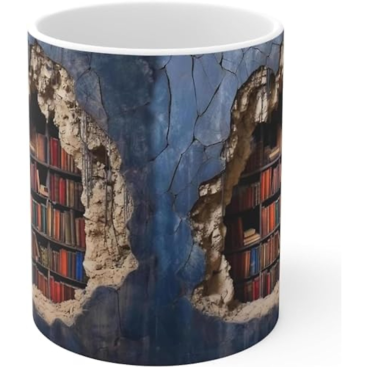 3D Effect Books Mugs, 3D Bookshelf Mug, Creative Space Design Multi-Purpose Mugs, Book Lovers Coffee Mug, Library Bookshelf Mug, Cute Mug Ceramic Coffee Mugs for Women and Men (A)