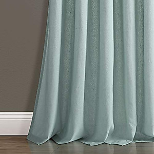 Lush Decor X 45 1 Blue Burlap Knotted Tab-Top Window Curtain Panel Pair (84" x 45"), 84