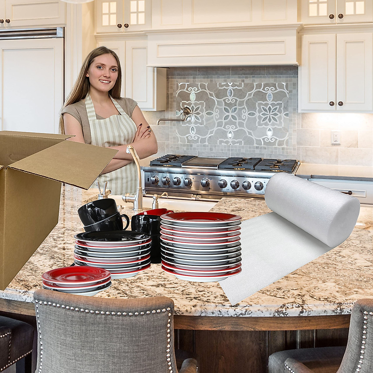 UBOXES Foam Wrap Roll 12" Wide x 50' ft 1/16" Thickness Perforated Every 12"