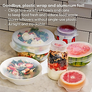 W&P Reusable Silicone Stretch Lid, Set of 6 Circular Lids, Dishwasher Safe, Freezer Safe, LFGB/Premium Materials, Microwave Safe, Clear