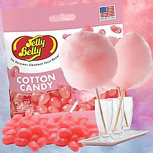 Jelly Bean Cotton Candy Flavored Beans, Pink Carnival Themed Gourmet Chewy Candy for Boys or Girls, Shareable Bagged Candies, Pack of 3, 3.5 Ounces