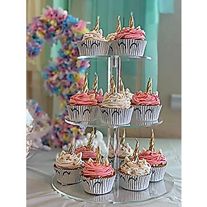 HMROVOOM Acrylic Cupcake Holder,Cupcake Tier Stands, Clear Acrylic Cupcake Stand,Cupcake Rack for Party Wedding Birthday 3 Tier Round(4.7 "Between 2 Layers)