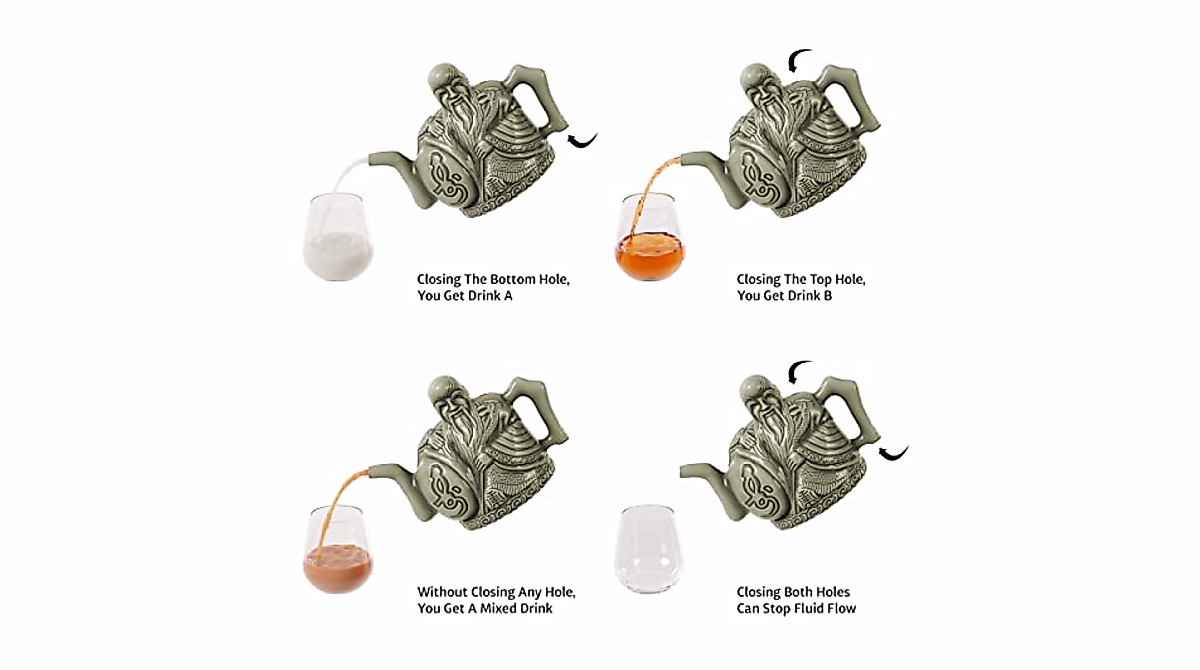 Assassins Teapot Handmade Chinese Ceramic Trick Teapot | Crown Display