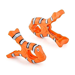 O2COOL Bocaclips - Beach Towel Clips For Beach Chairs, Patio And Pool Accessories - (Clown Fish/Turtle) 4 Count