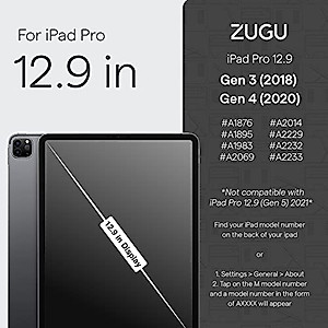 ZUGU CASE - 2018/2020 iPad Pro 12.9 inch (3rd/4th Gen) - Ultra Slim Protective Alpha Case - Wireless Apple Pencil Charging - Convenient Magnetic Stand & Sleep/Wake Cover (Stealth Black)