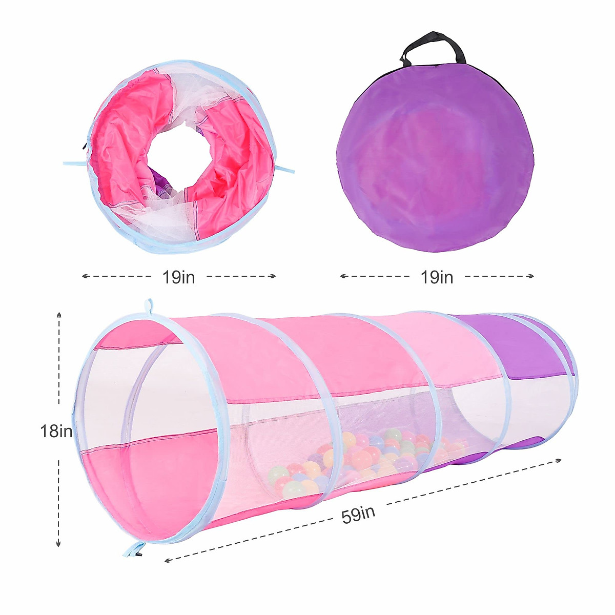 Play Tunnel for Toddlers 1-3, Tunnel for Kids to Craw Through Sensory Toys for 1 Year Old Boy Girl Babies Kids, Indoor Outdoor Great for Motor Function