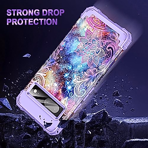 Uamark for Google Pixel 7 Pro Case,Three Layer Heavy Duty Sturdy Shockproof Full Body Drop Protective Women Girl Cover with 2 Camera Lens Protector Case for Google Pixel 7 Pro 5G (2022),Purple