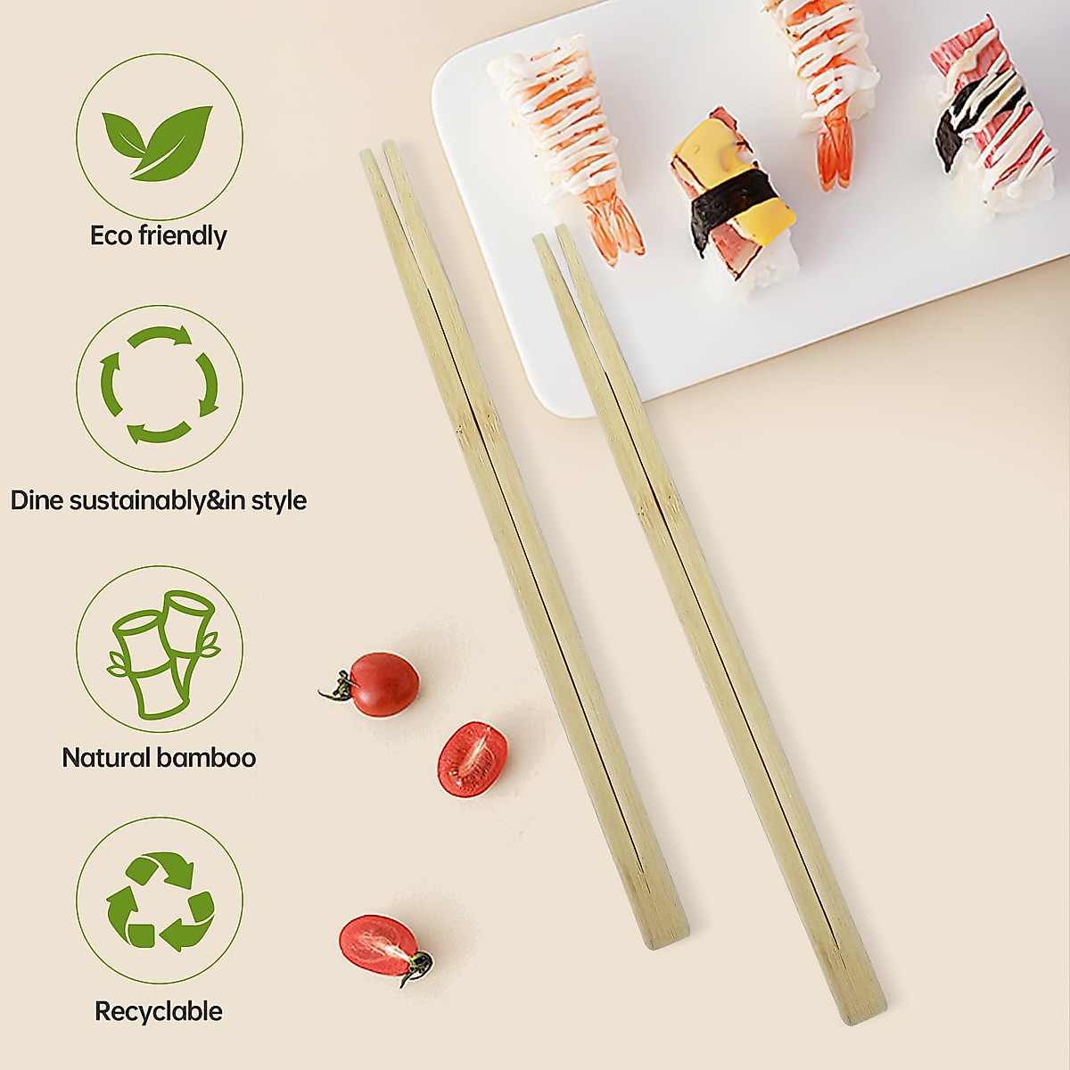 SSHAN Bamboo Chopsticks Disposable - Individually Wrapped Disposable Chop Sticks, Solid No Splinter Japanese Chopsticks (90 pairs)