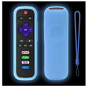 Silicone Protective Controller Sleeve for Roku | TCL Hisense Roku Remote Case Universal for Onn Roku TV Remote Cover with Tracker,Glow in The Dark