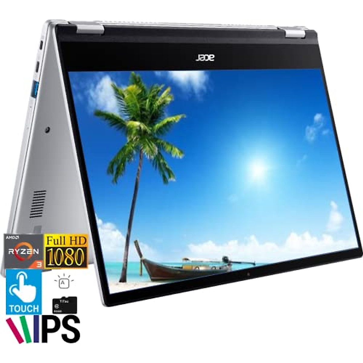 2022 Acer Chromebook Spin 514 2-in-1 Convertible Laptop | 14" FHD Touchscreen | AMD Ryzen 3 3250C Processor | 4GB RAM | 64GB eMMC | USB-C | 10+ Long Battery Life | Backlit KB | Chrome OS | TiTac Card