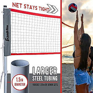 Franklin Sports Elite Badminton Volleyball Combo Net Set - Includes Volleyball,Badminton Rackets,Birdies, Poles/Net, Stakes, Ropes, Boundary Kit - Beach or Backyard Badminton - Easy Setup