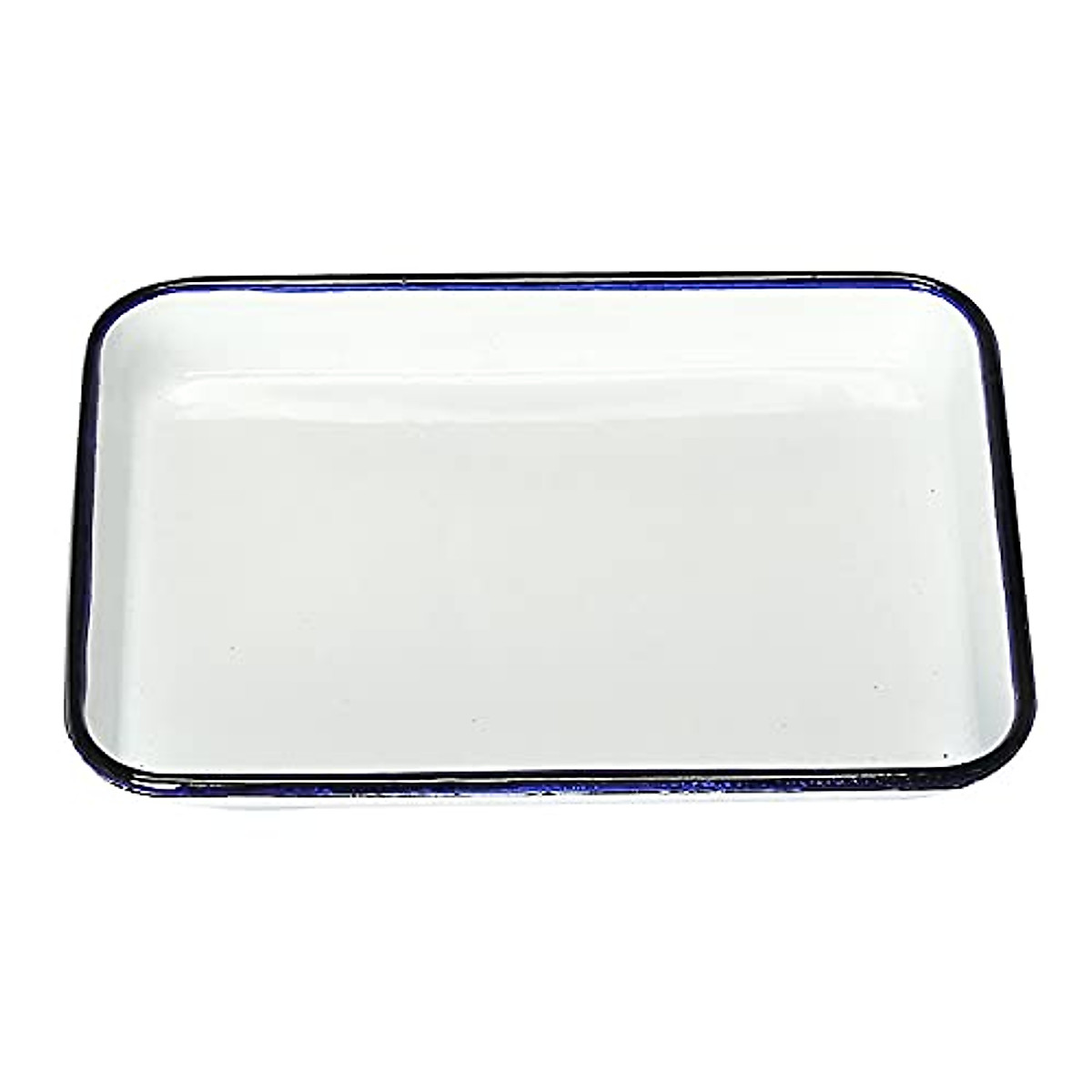 1PCS Handcrafted Vintage Tray White Enamel Home Cake Oven Baking Tray Square Retro Plates (16CMX22CMX3CM)