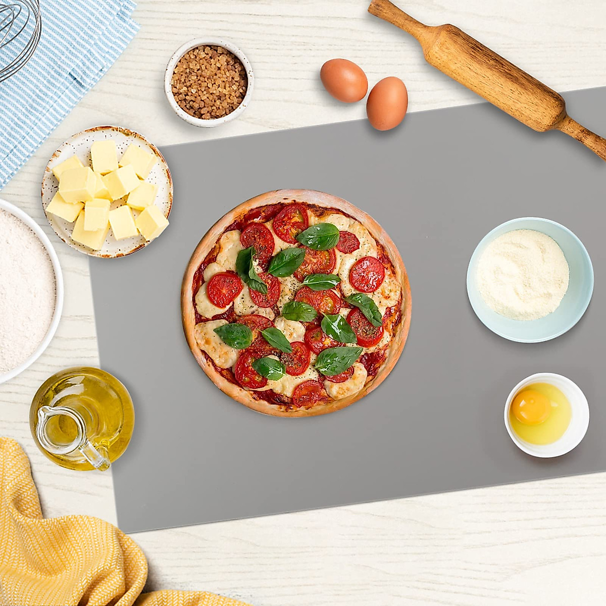 Large Silicone Heat Resistant Mat 78.7” x 15.7”, Nonslip Silicone Mats for Kitchen Counter, Countertop Protector, Nonstick Waterproof Craft Mat Table Placemat, Gray