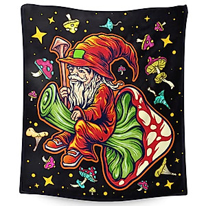 Magic Mushroom Blanket Gifts, 60"*80" Flannel Throw Blanket, Soft Warm Fuzzy Fluffy Plush Blankets for Women Men, for Sofa Couch Bed Travel Room Decor