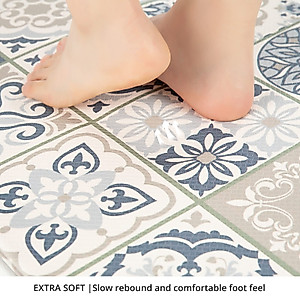 Jabogrii Kitchen Rugs 2 Piece Anti-Fatigue Kitchen Mats Set, Cushioned Comfort Floor Mat PVC Non Slip Waterproof Runner Rug for Kitchen, Standing, Office, Sink 17.5"×30"+17.5"×59"