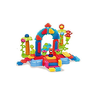 Battat- Bristle Blocks- STEM Interlocking Building Blocks- 58 pc Playset- Reusable Storage Bucket- Developmental Toys for Toddlers & Kids- Jungle Adventure- 2 Years +