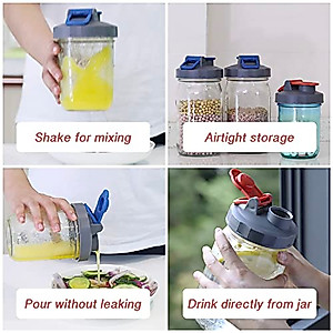 4 Pack Flip Cap Mason Jar Lids with Pour Spout and Leak-proof Airtight Seal for Drinking Salad Dressing - Wide Mouth