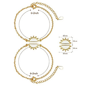 Friendship Sun Bracelet, 16k Gold Plated Copper Cute Sun Dainty Bracelets Delicate Adjustable Link(gold color plated)