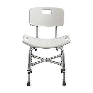 Drive Medical 12021KD-1 Bariatric Heavy Duty Bathroom Bench with Back, Gray