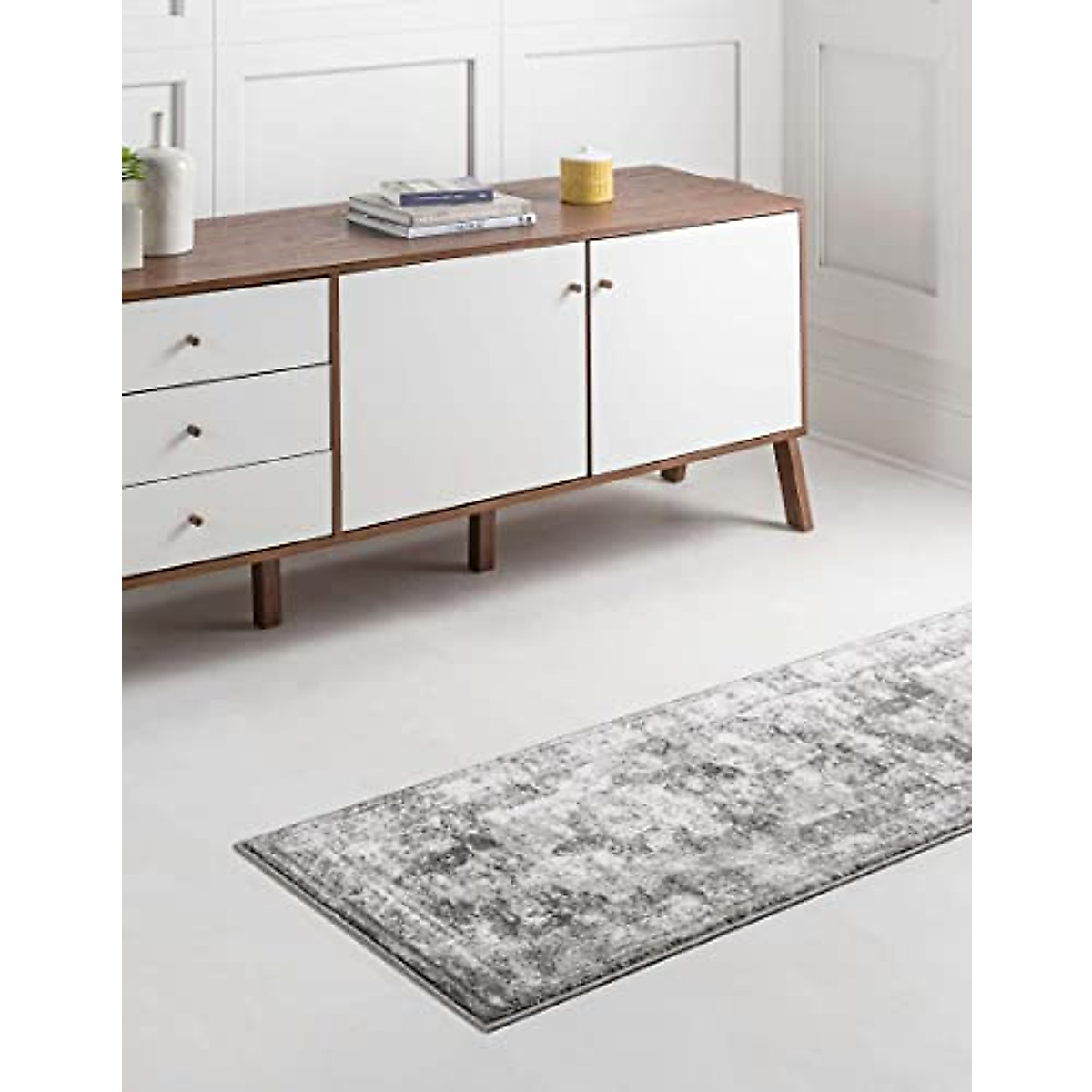 Unique Loom Sofia Collection Area Rug - Salle Garnier (2' x 6' 9" Runner, Gray/ Ivory)