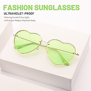 Przene Green Heart Sunglasses For Women Metal Frame Fashion Lovely Sunglasses 100% UV Protection. (Standard, Green)