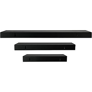 kieragrace Modern Floating-Shelves, Pack of 3, Black, 3 Count