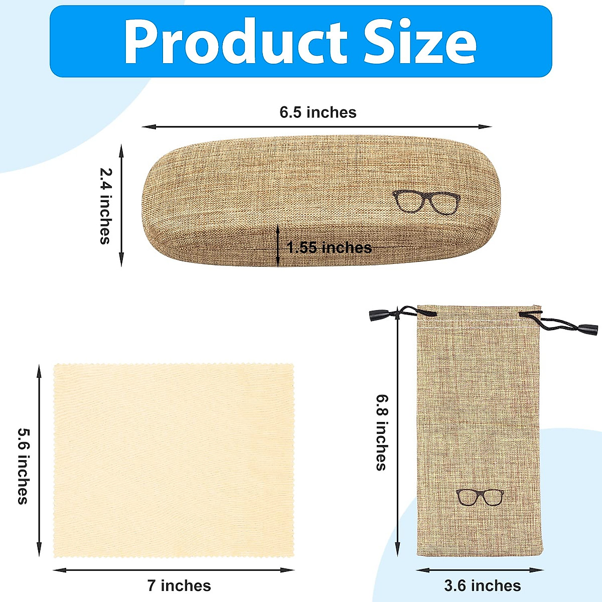 Ouskr 17 Pcs Eyeglass Case Hard Shell Set, Unisex Hard Glasses Case, Large Eyeglasses Cases for Men Women