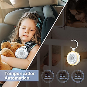 Easy@Home White Noise Sound Machine: Portable 2 in 1 Soother Night Light for Baby - 16 Soothing Lullaby Sounds - Sound Therapy for Home - USB Rechargeable GM-02