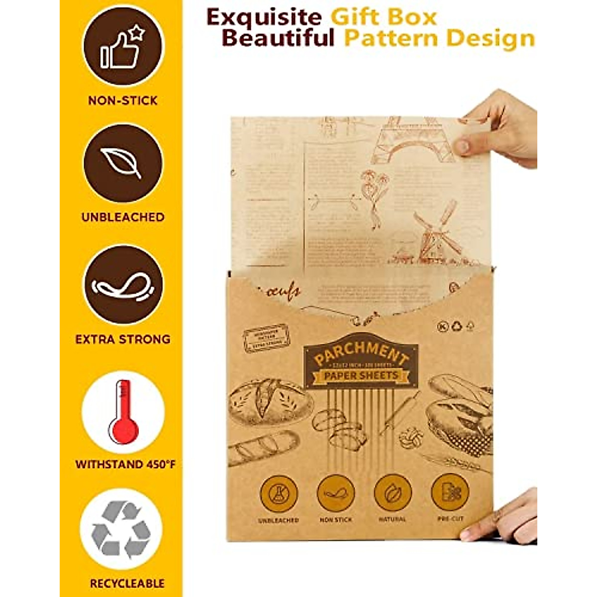 Katbite 100 Pcs Sandwich Wrapping Paper, Deli Paper Sheets 12x12 inch Food Basket Liners, Grease Proof & Non-stick Baking Parchment Paper is Perfect for Home, Picnic, Tray, Wrap, Burger and Burrito