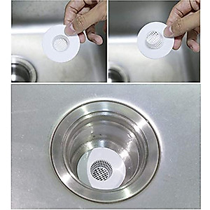 Bathroom Plastic Drain Hair Stopper Strainers Sink Drainer Filter Net White Sink Strainers Rubber Shower Traps Floor Shower Drain Covers Basin Filters Silicone Filters For Kitchen 1 Pack of 8 (White)