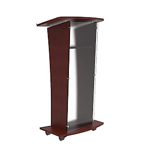 FixtureDisplays® Wood Podium with Frost Acrylic Front Panel, 46.5 Tall Pulpit Lectern, Easy Assembly Required 1803-5