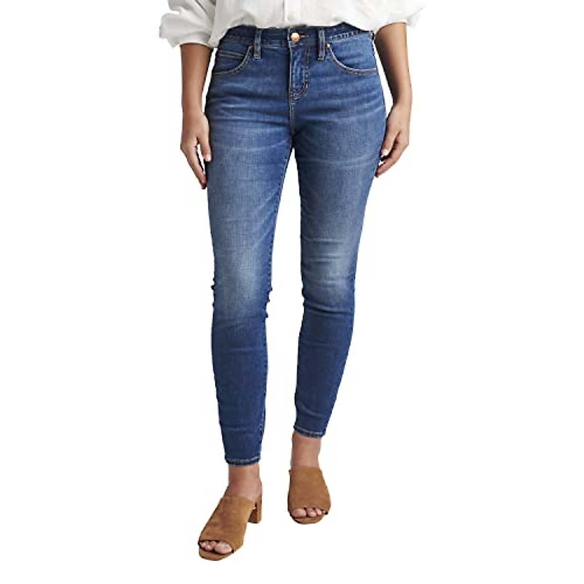 JAG Jeans Women's Cecilia Mid Rise Skinny Jeans, Thorne Blue EDB316, 4 Short