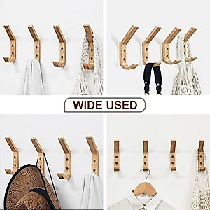 Wood Wall Hooks for Hanging ,4 Pack Coat Hooks Wall Mounted Rustic Farmhouse Wooden Entryway Hooks Wooden Hooks Organizer Hat Rack for for Hanging Coats, Towel, Hat, Keys, Purse, Bag and Robe