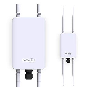 EnGenius Technologies ENH1350EXT Wi-Fi 5 AC1300 2x2 Dual-Band Outdoor Long Range Access Point/Range Extender/Bridge Features IP67 Rated, MU-MIMO, Fast Roaming (Mounting Kit & PoE Injector Included)