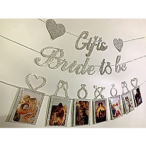 Concico Bridal Shower Decorations - Gifts Bride to be Banner and Photo Banner for Bridal Shower/Wedding/Engagement Party Kit Supplies Decorations decor(Silver)