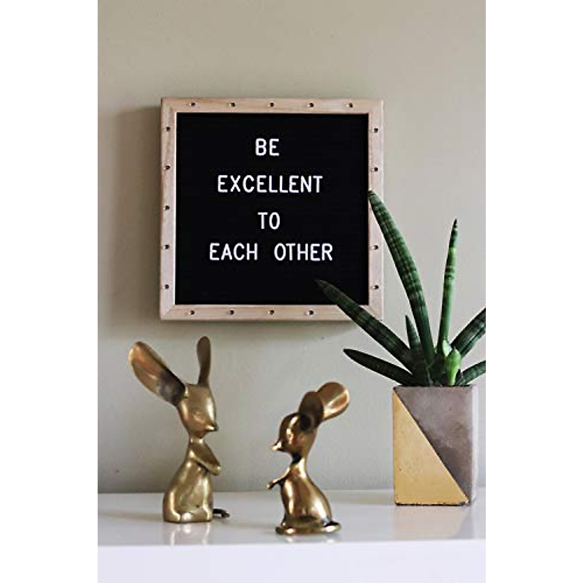 Letter Board The Original Black Felt Board with Stand, Built-in LED Lights 10 x 10 -Menu Board + Wood Frame, 340 Letters, Emojis + Cursive Words - Custom Sign Messages