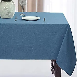 JUCFHY Rectangle Table Cloth,Linen Tablecloth Heavy Duty Fabric,Stain-Proof,Water Resistant Washable Table Cloths,Decorative Oblong Table Cover for Kitchen and Holiday(52x70 Inch,Denim Blue)